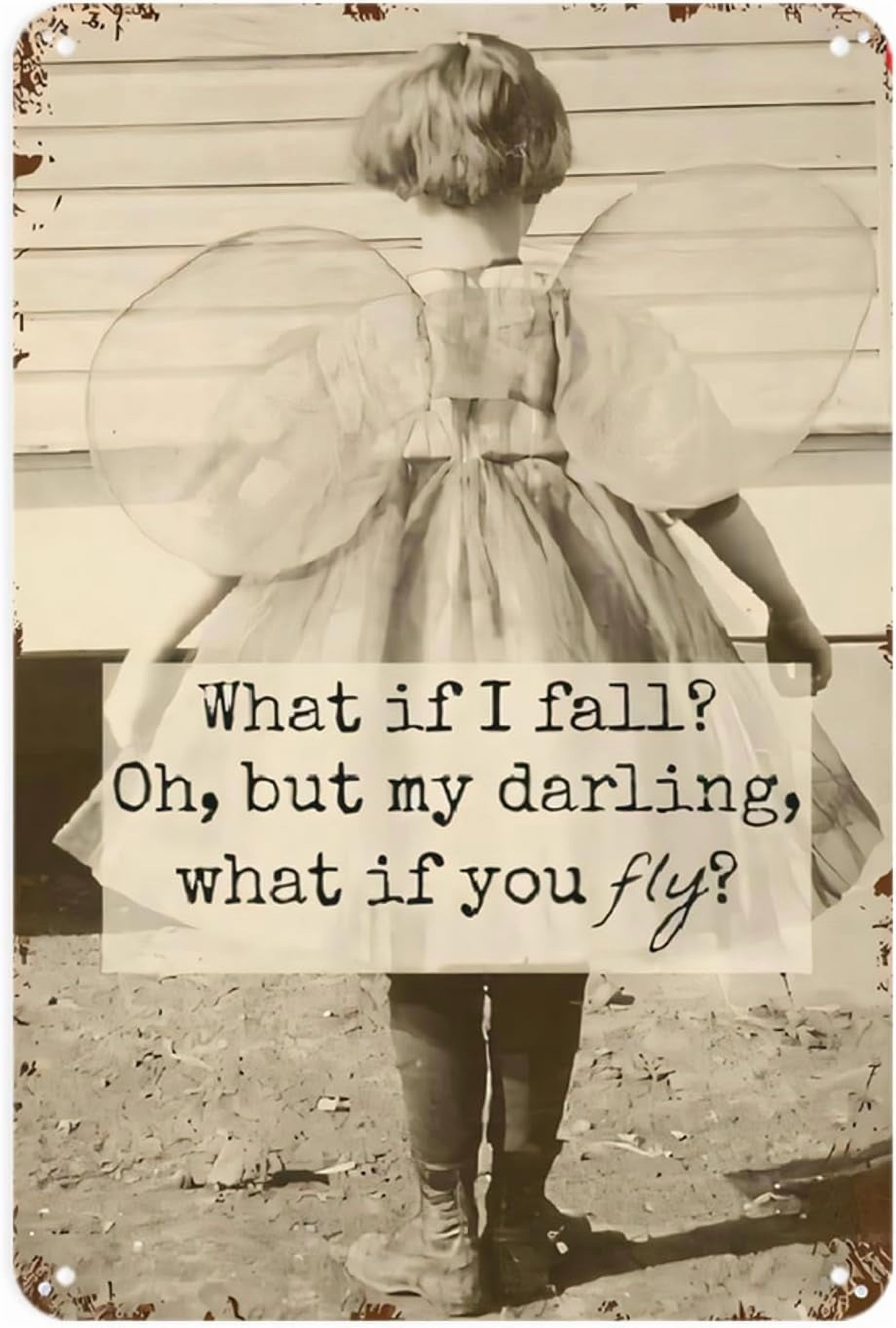 Inspirational Metal Sign Angel Girl Quote Wall Art with Wings 8x12 Inch ...