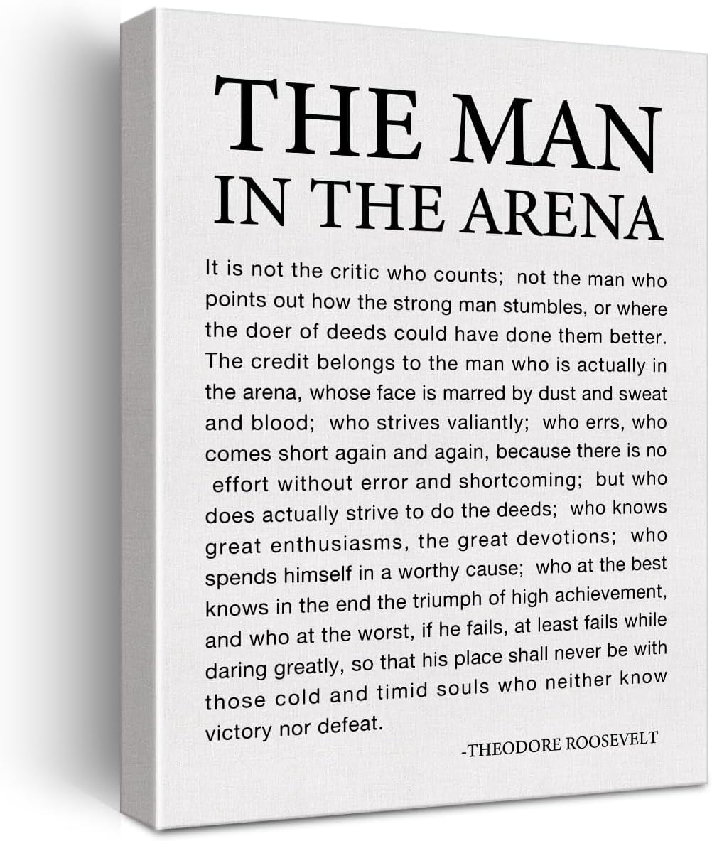 Inspirational Motivational the Man in the Arena Quote Canvas Print ...