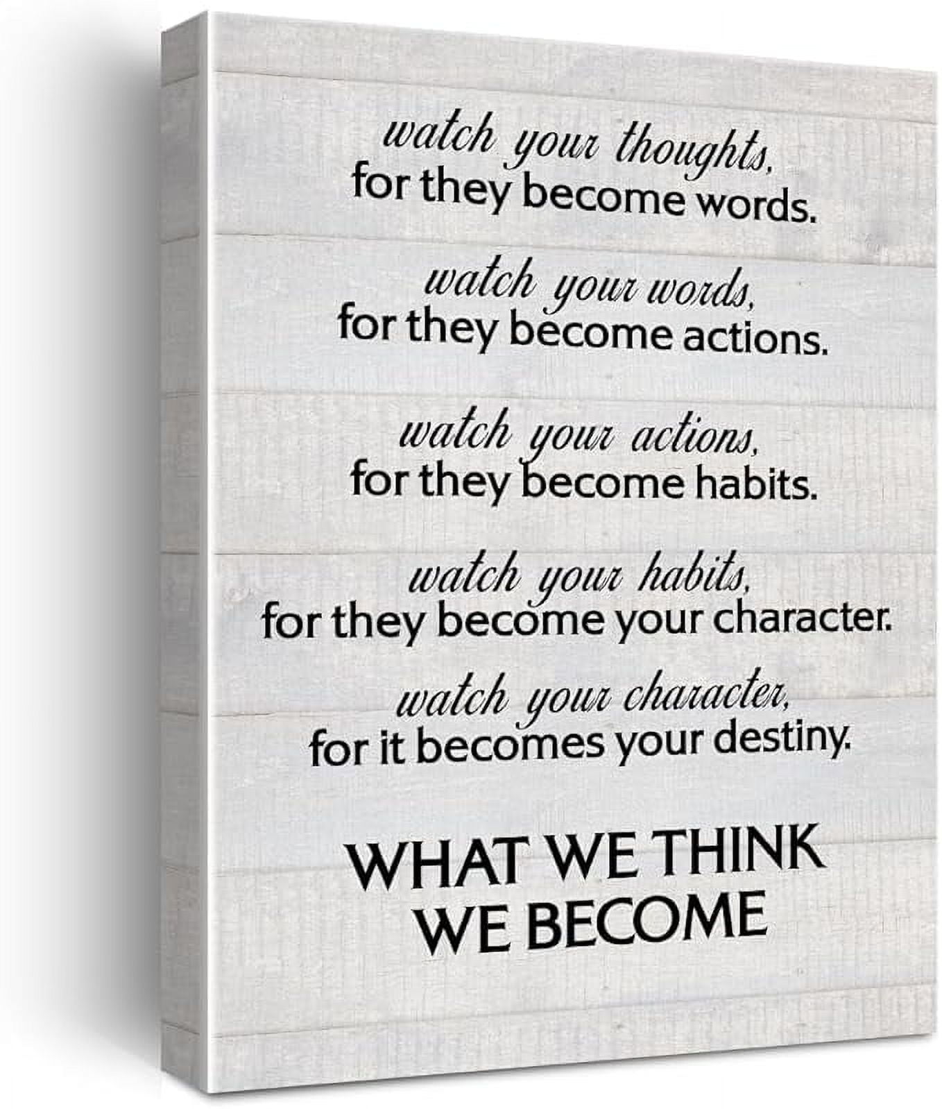 Inspirational Motivational Watch Your Thoughts Quote Poster Canvas Wall ...