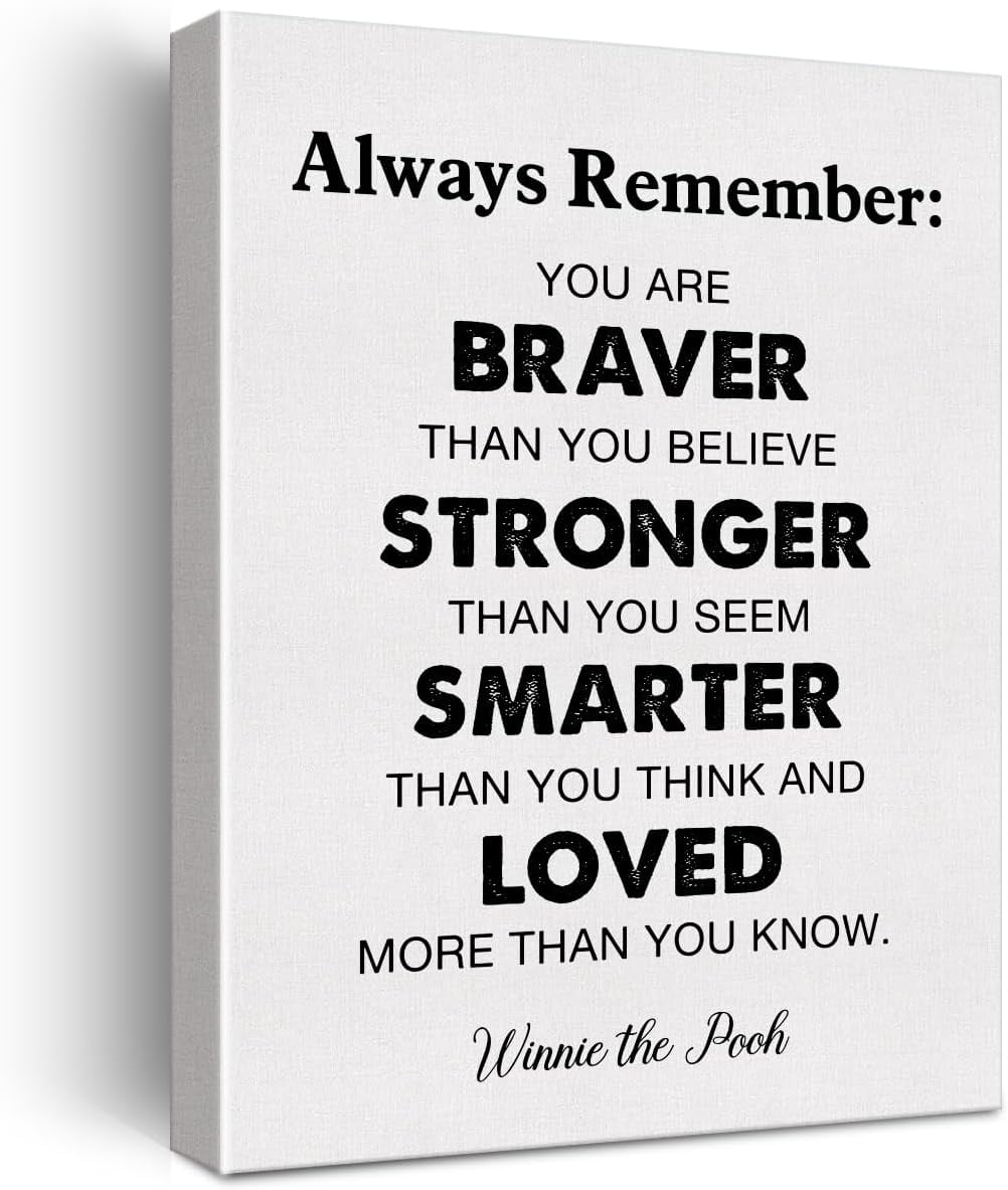 Inspirational Motivational You Are Braver Than You Believe Quote Canvas ...