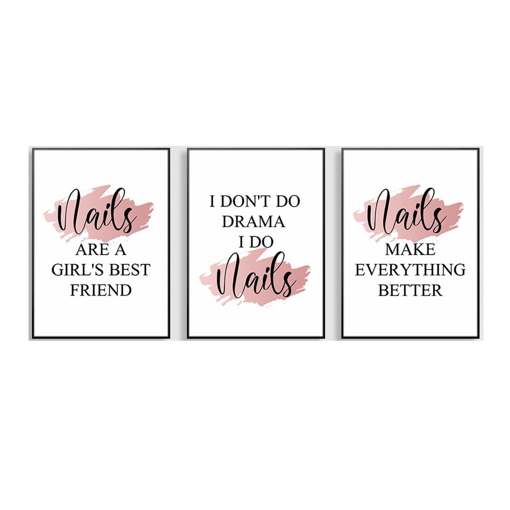 Inspirational Nail Beauty Canvas Art Poster Minimalist Pink and White ...