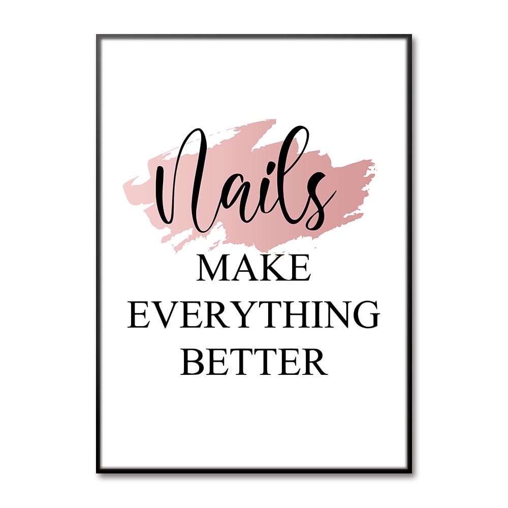 Inspirational Nail Beauty Canvas Art Poster Minimalist Pink and White ...