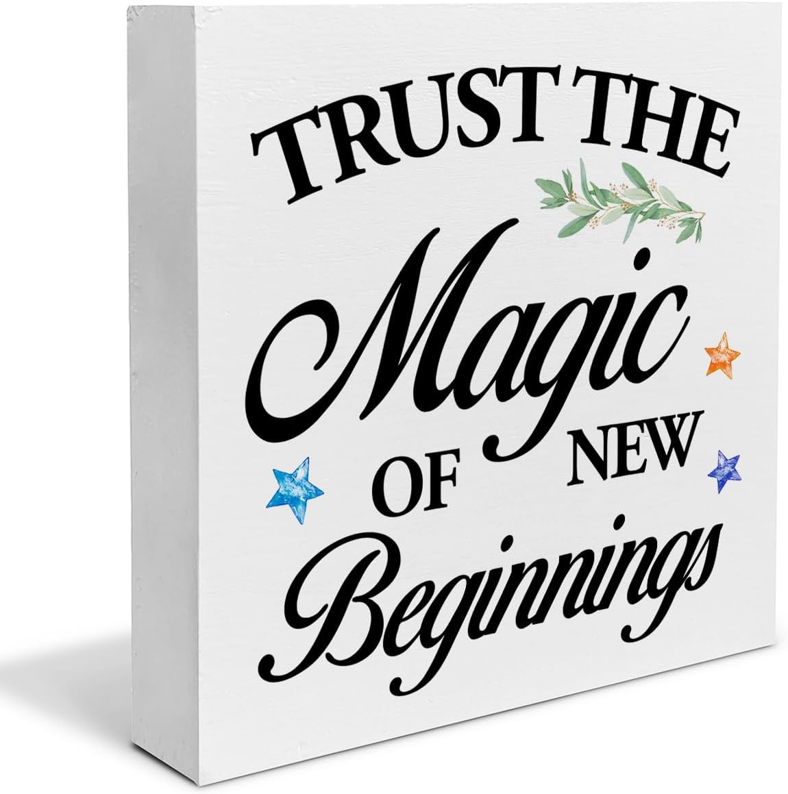 Inspirational New Beginnings Quote Wooden Box Sign Trust the Magic of ...