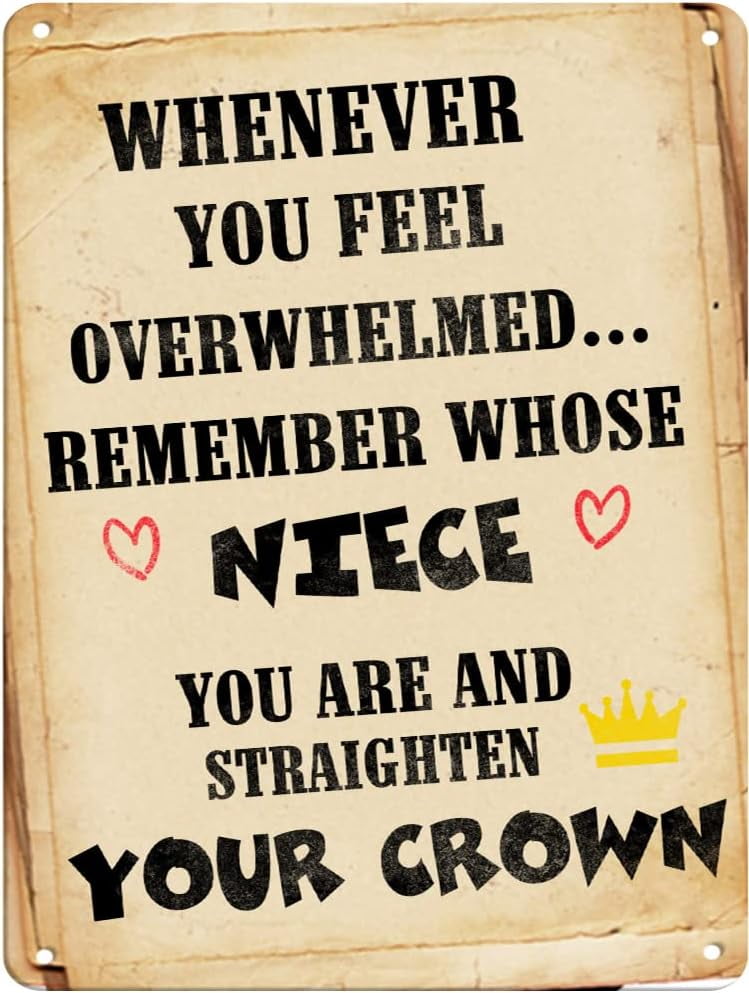 Inspirational Niece Gifts Vintage Tin Sign for Birthday Christmas ...