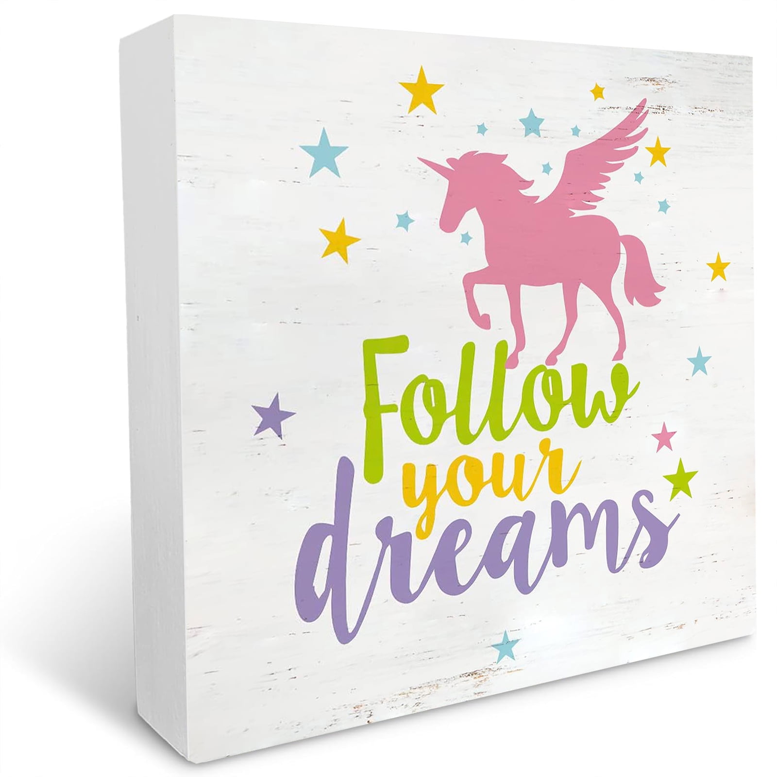 Inspirational Nursery Unicorn Wood Box Sign Follow Your Dreams Wooden ...