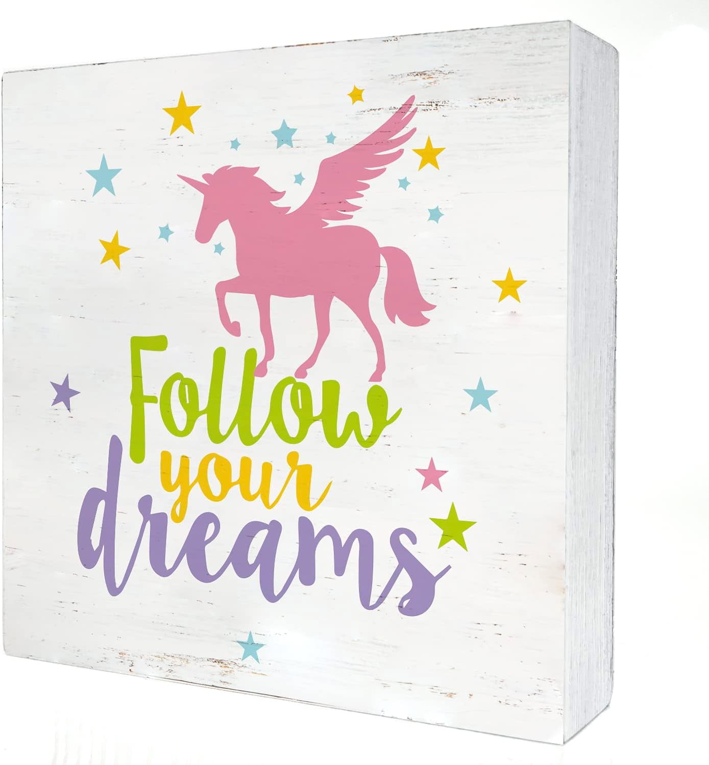 Inspirational Nursery Unicorn Wood Box Sign Follow Your Dreams Wooden ...
