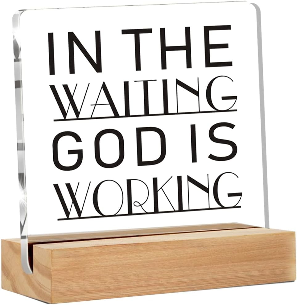 Inspirational Office Decor,in the Waiting God Is Working Sign,Office ...
