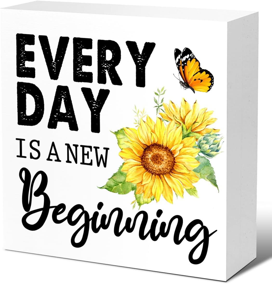 Inspirational Office Desk Decor,Everyday is a New Beginning Sign Wooden ...