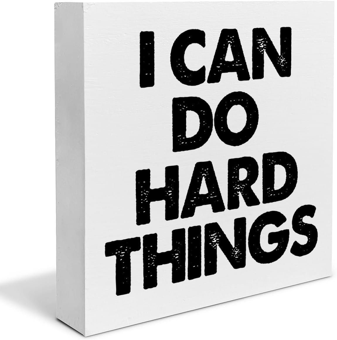 Inspirational Office Sign I Can Do Hard Things Wooden Box Sign ...