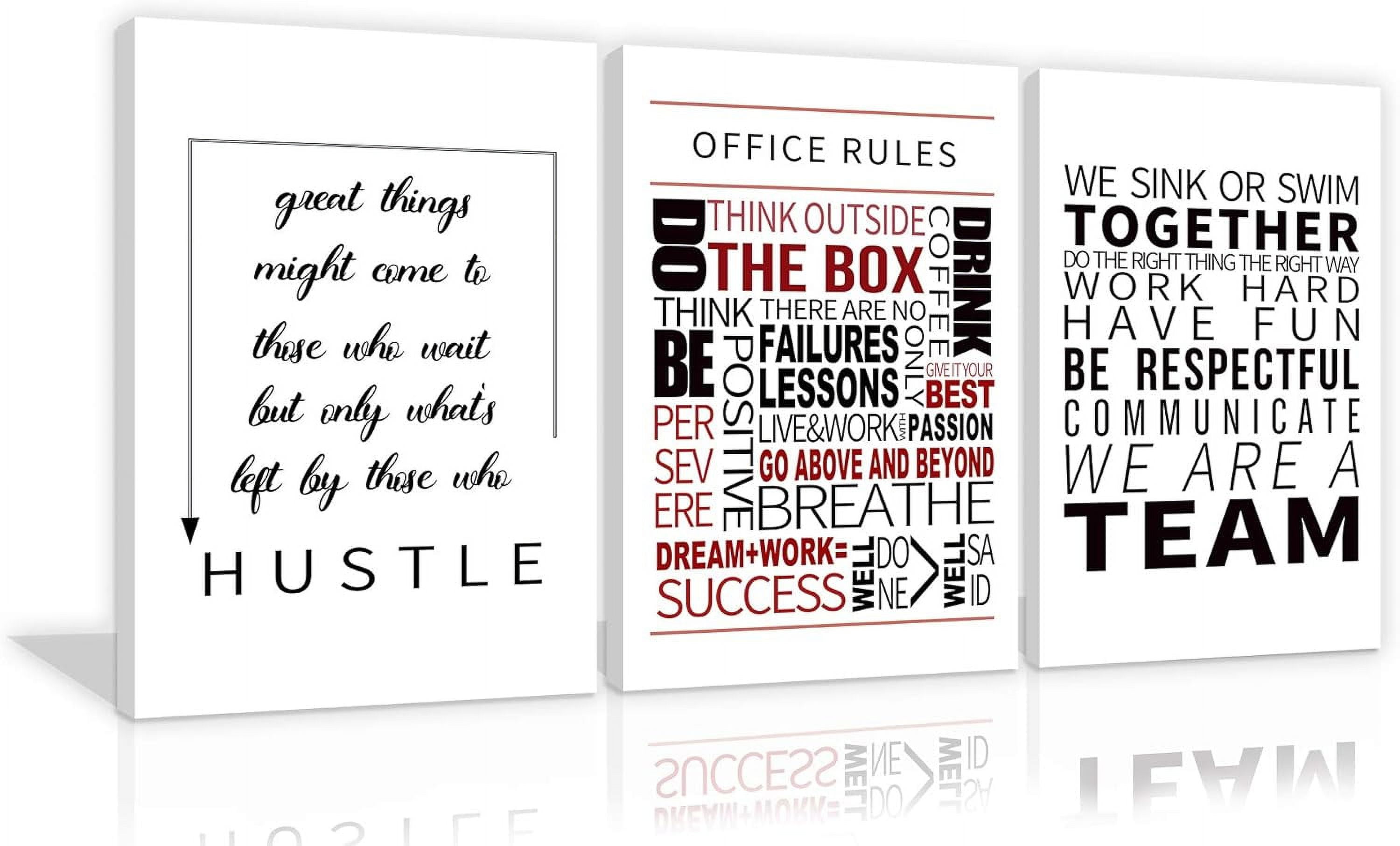 Inspirational Office Wall Art 3 Pieces Office Rules Framed Prints ...