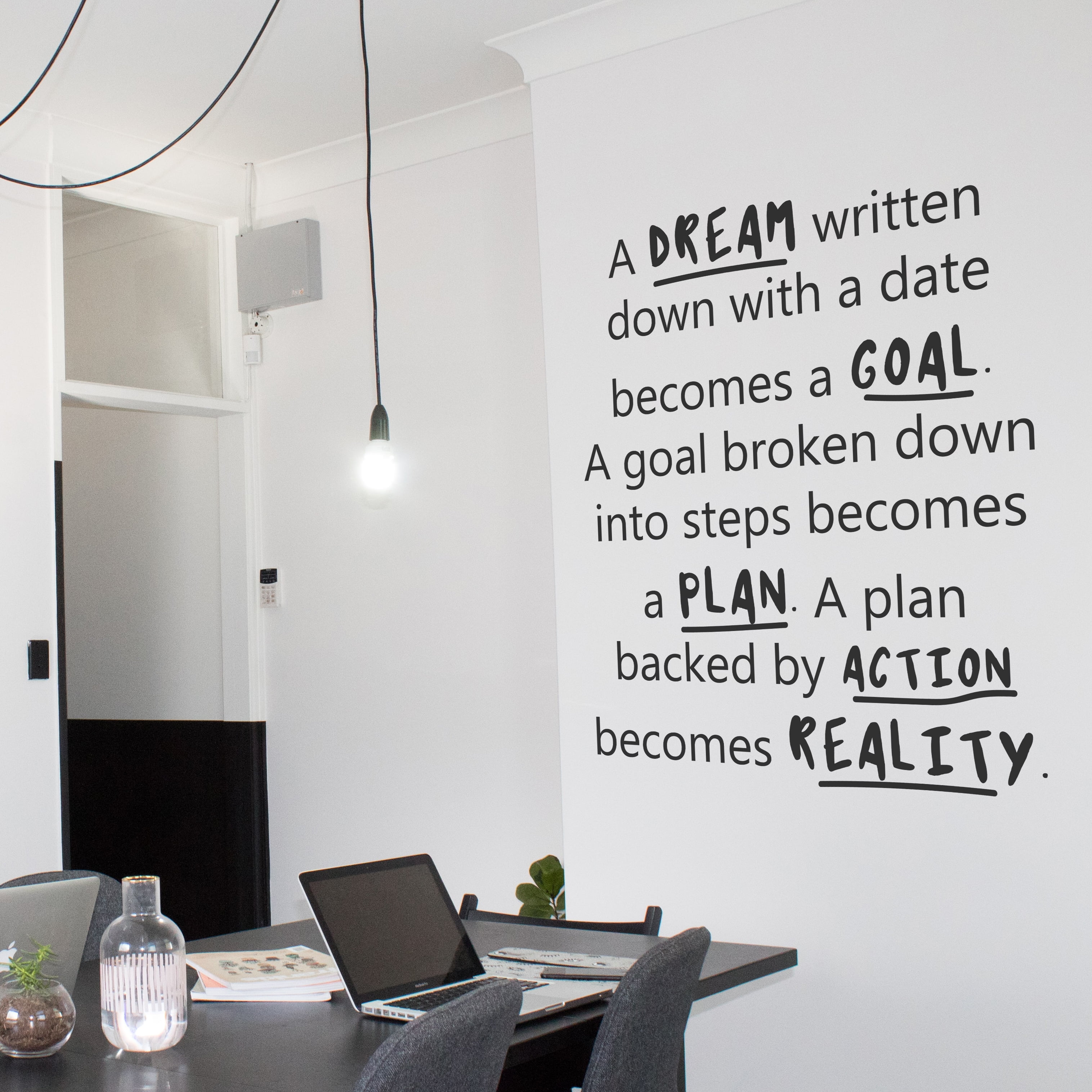 Inspirational Office Wall Decal - "Dream, Goal, Plan, Action, Reality ...
