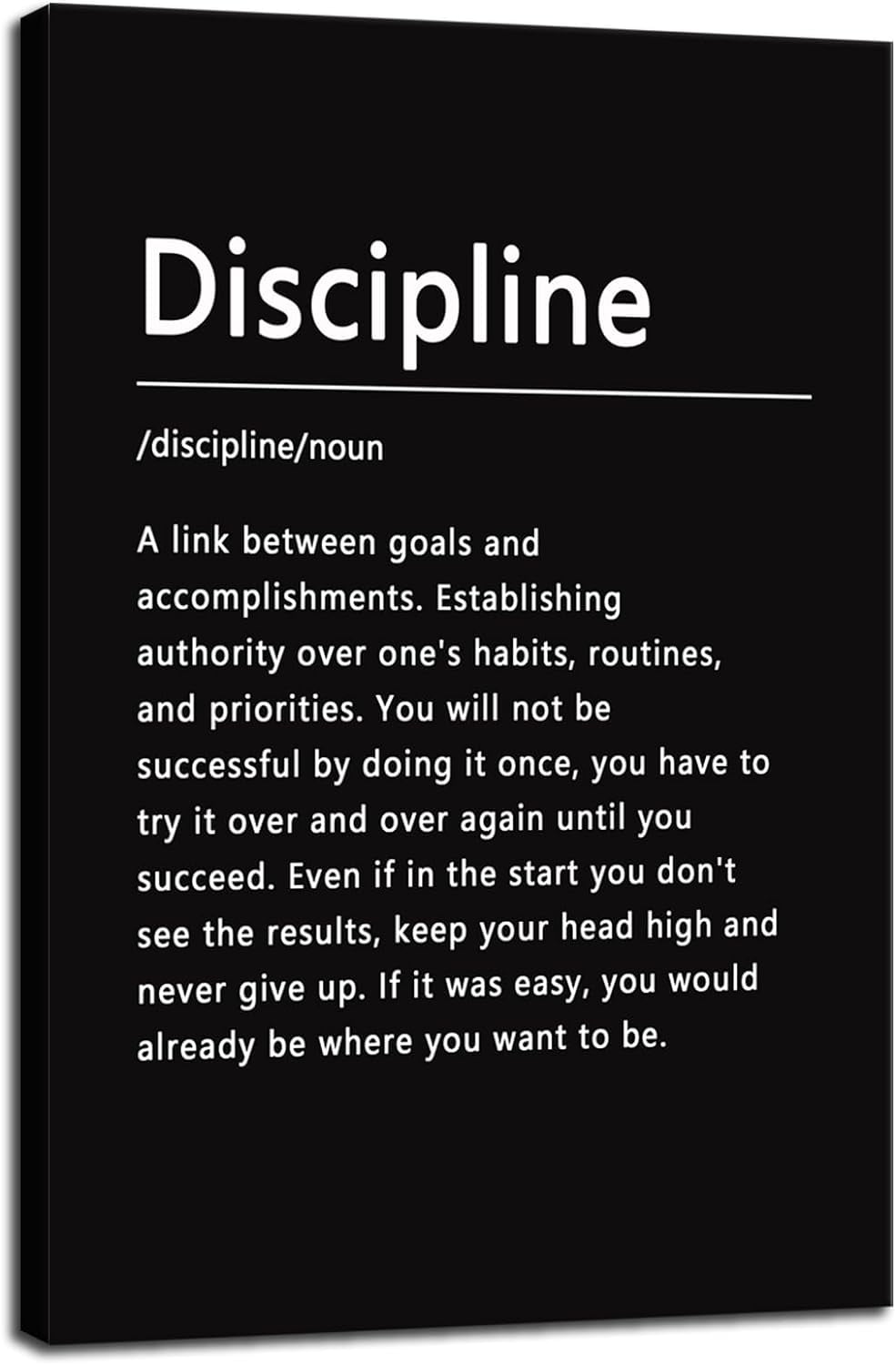 Inspirational Office Wall Decor Motivational Discipline Noun Canvas ...