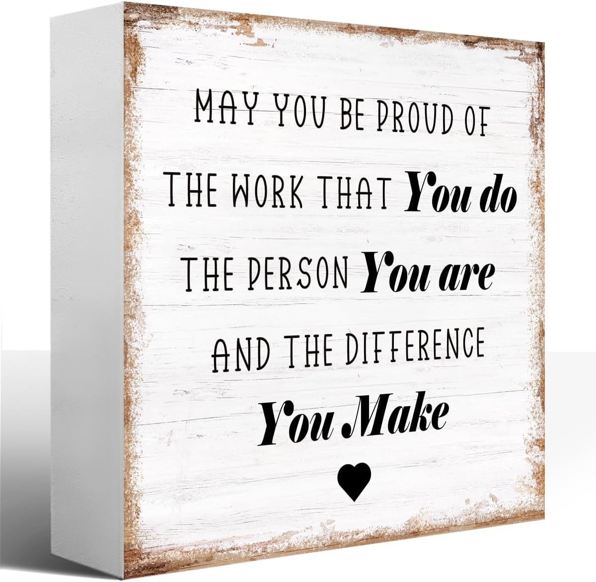 Inspirational Office Wood Box Sign Positive Office Desk Decor ...