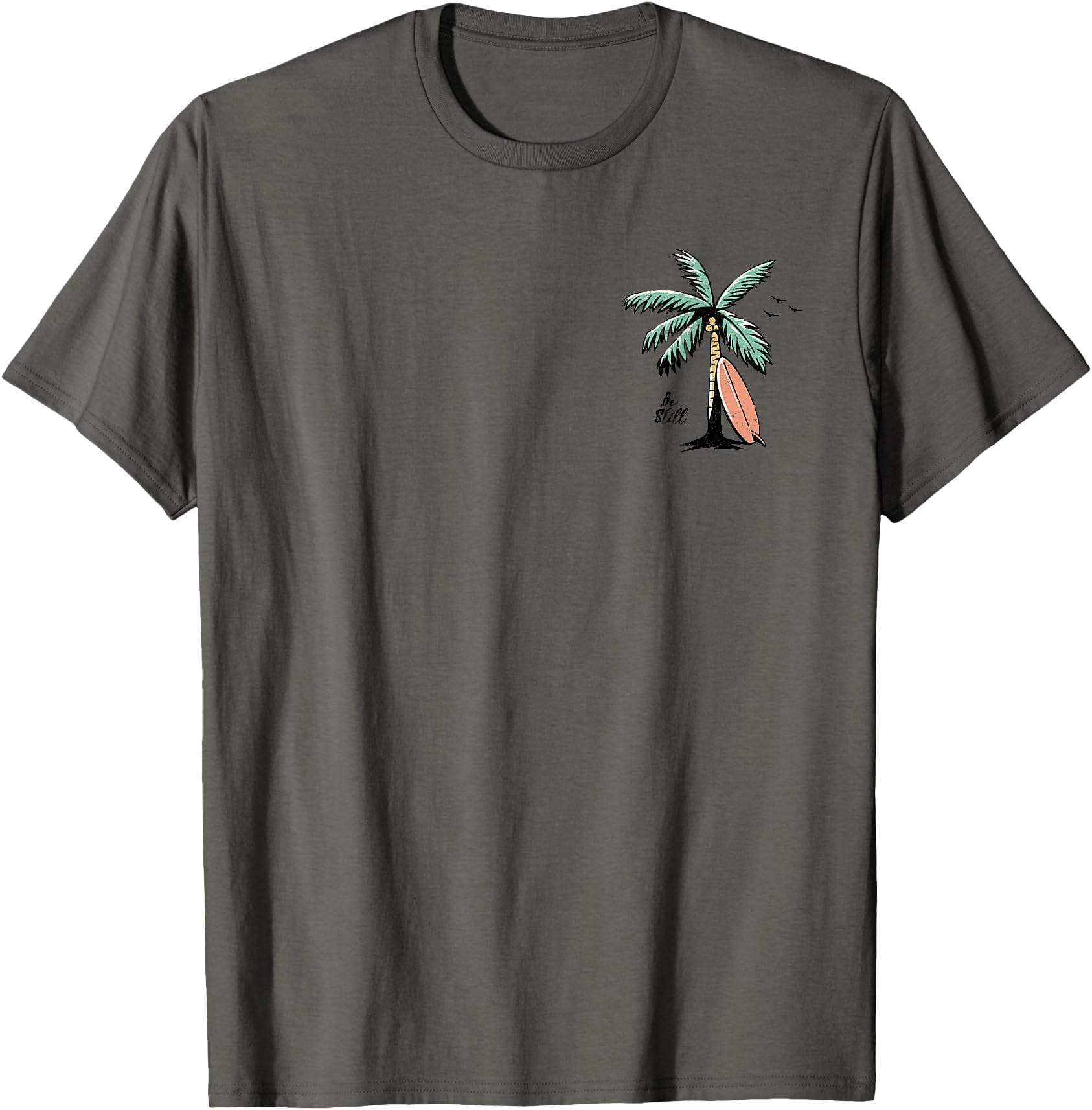 Inspirational Palm Tree and Surfboard Design T-Shirt - Be Still with ...