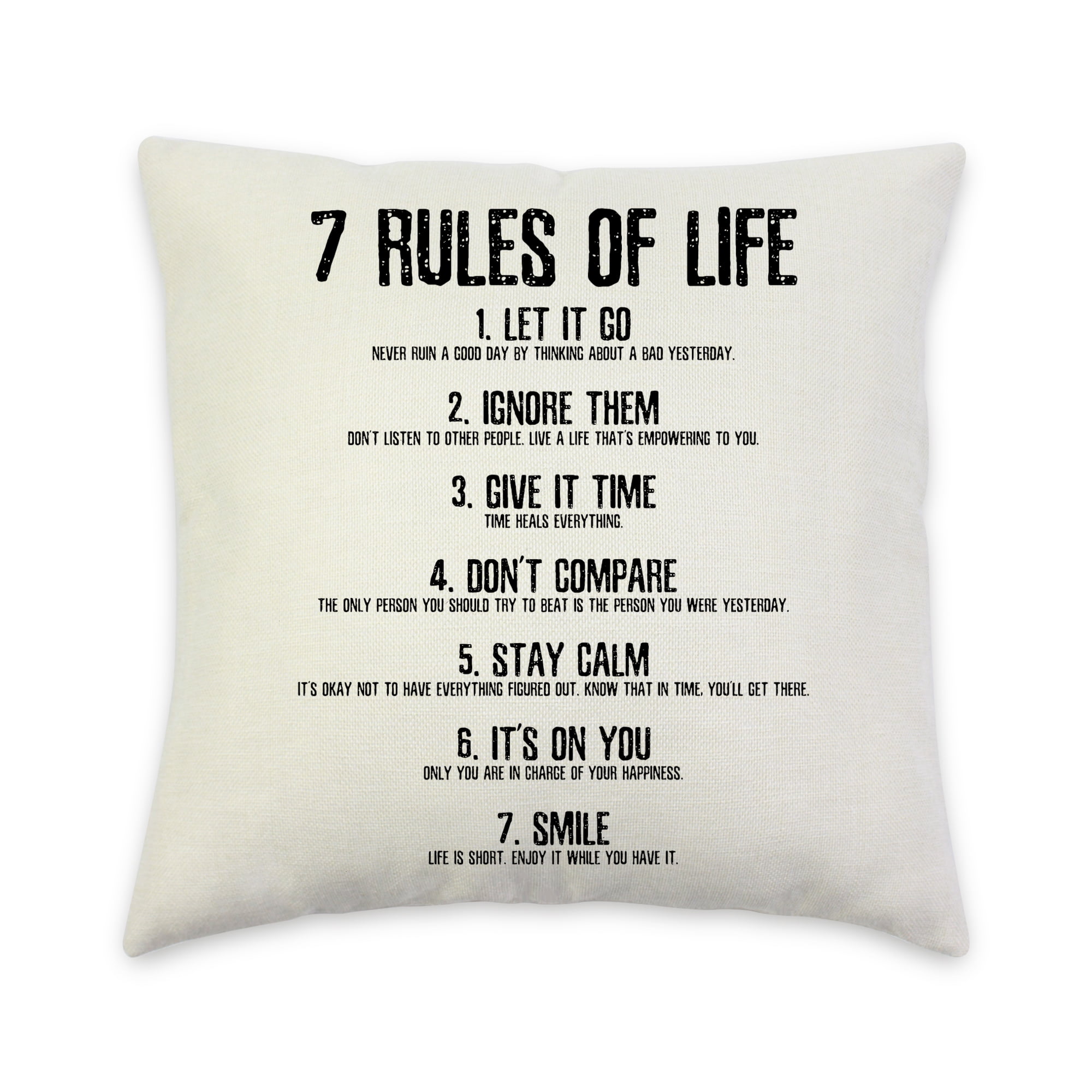 Inspirational Pillow Cover, Letter Print, Seven Rules of Life, Motivational Gifts for Daughter ...