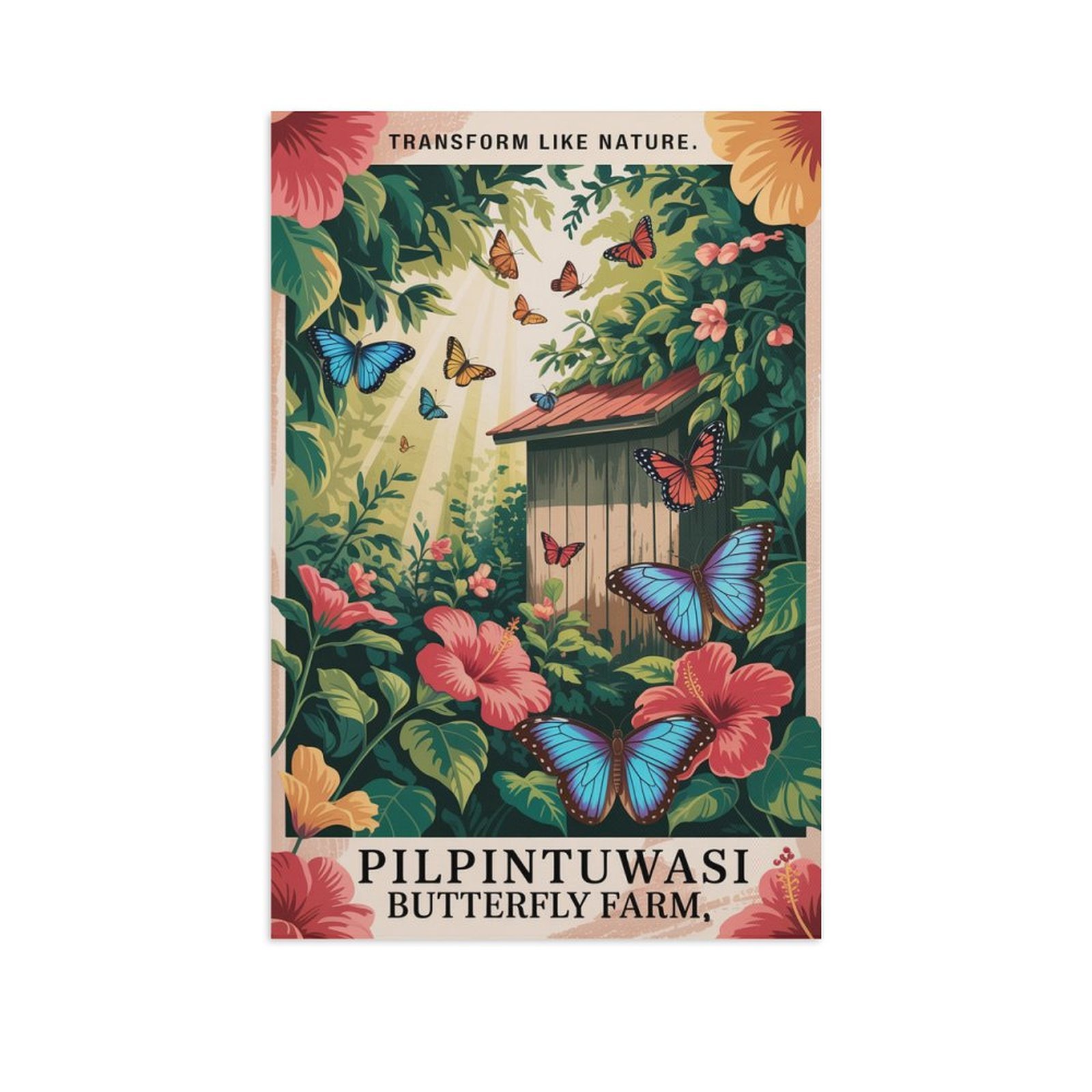 Inspirational Pilpintuwasi Butterfly Farm Poster Retro Motivational ...