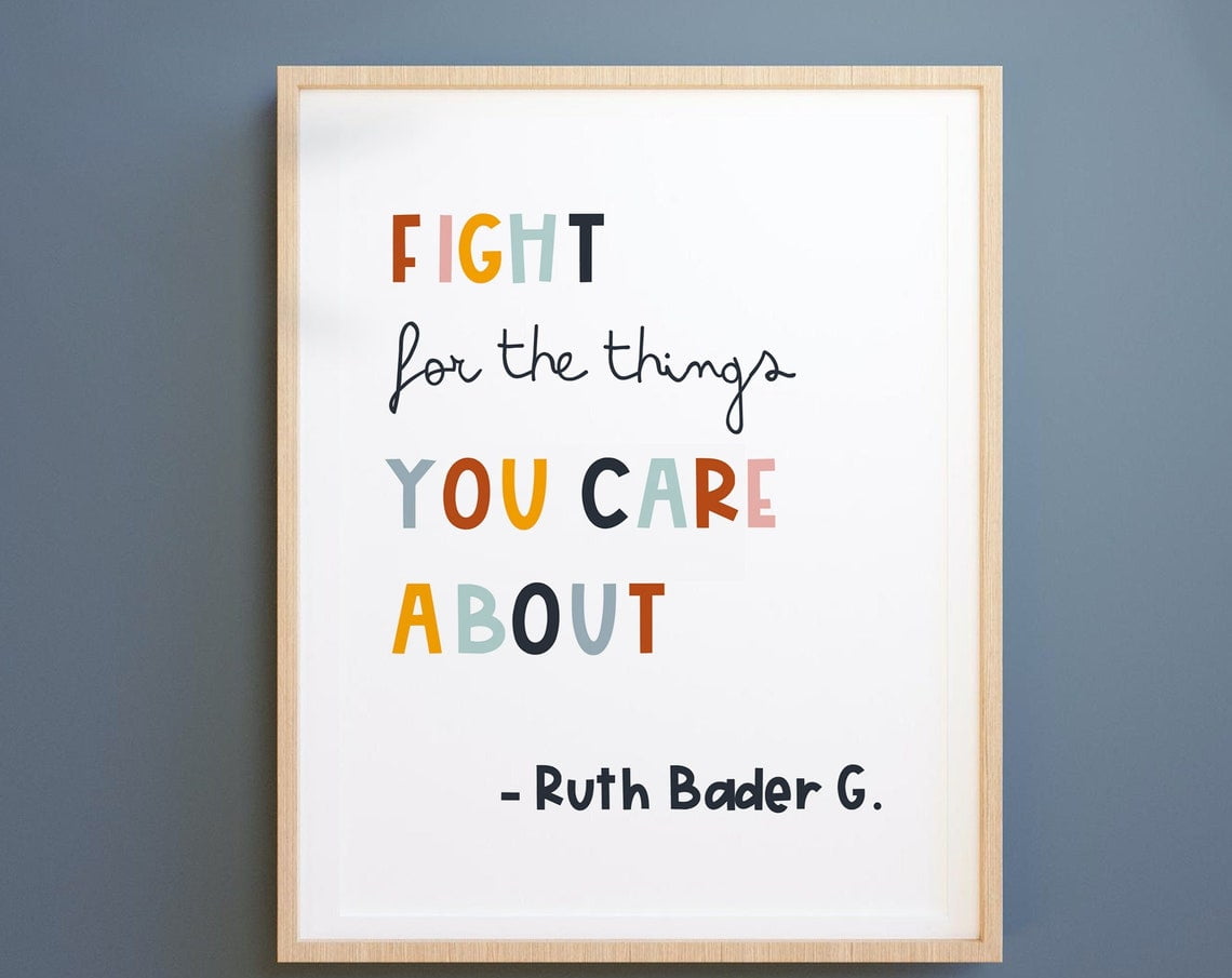 Inspirational Playroom Print, Ruth Bader Quote, Kids Wall Art, Neutral ...