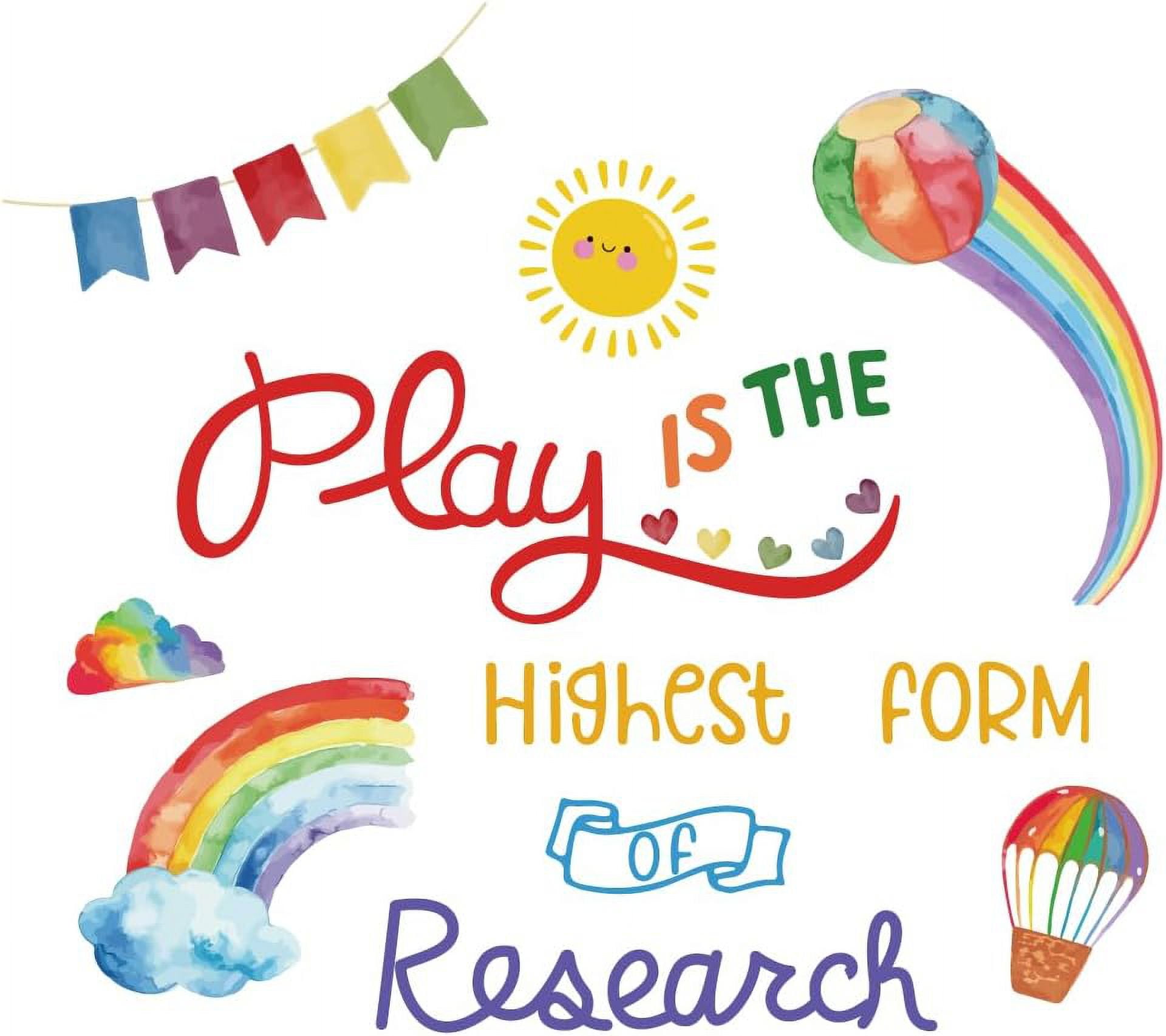 Inspirational Playroom Rainbow Sun Wall Decals Play is The Highest Form ...