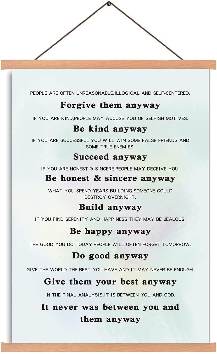 Inspirational Poem Cotton Linen Hanging Painting Motivational Saying ...