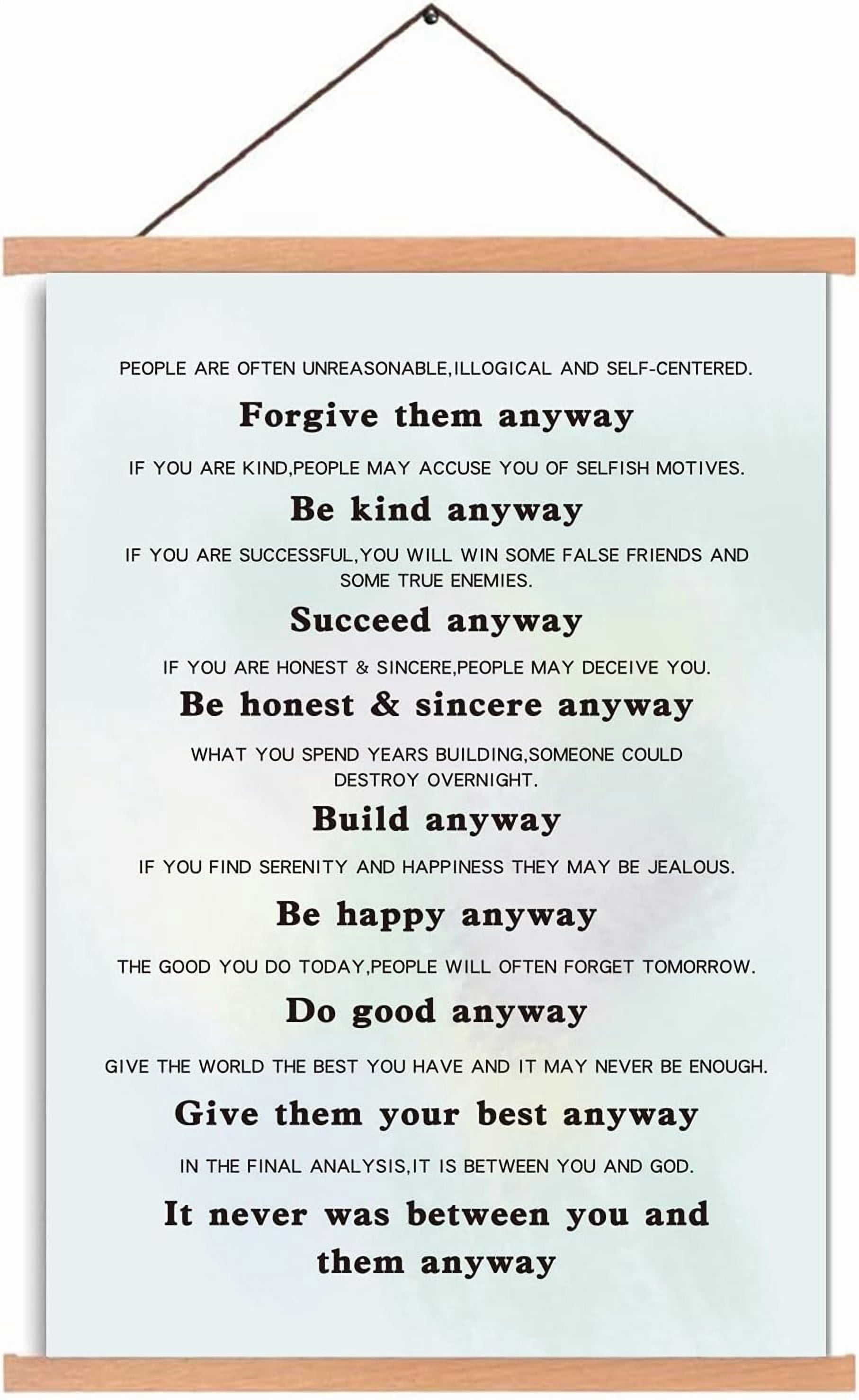 Inspirational Poem Cotton Linen Hanging Painting Motivational Saying ...