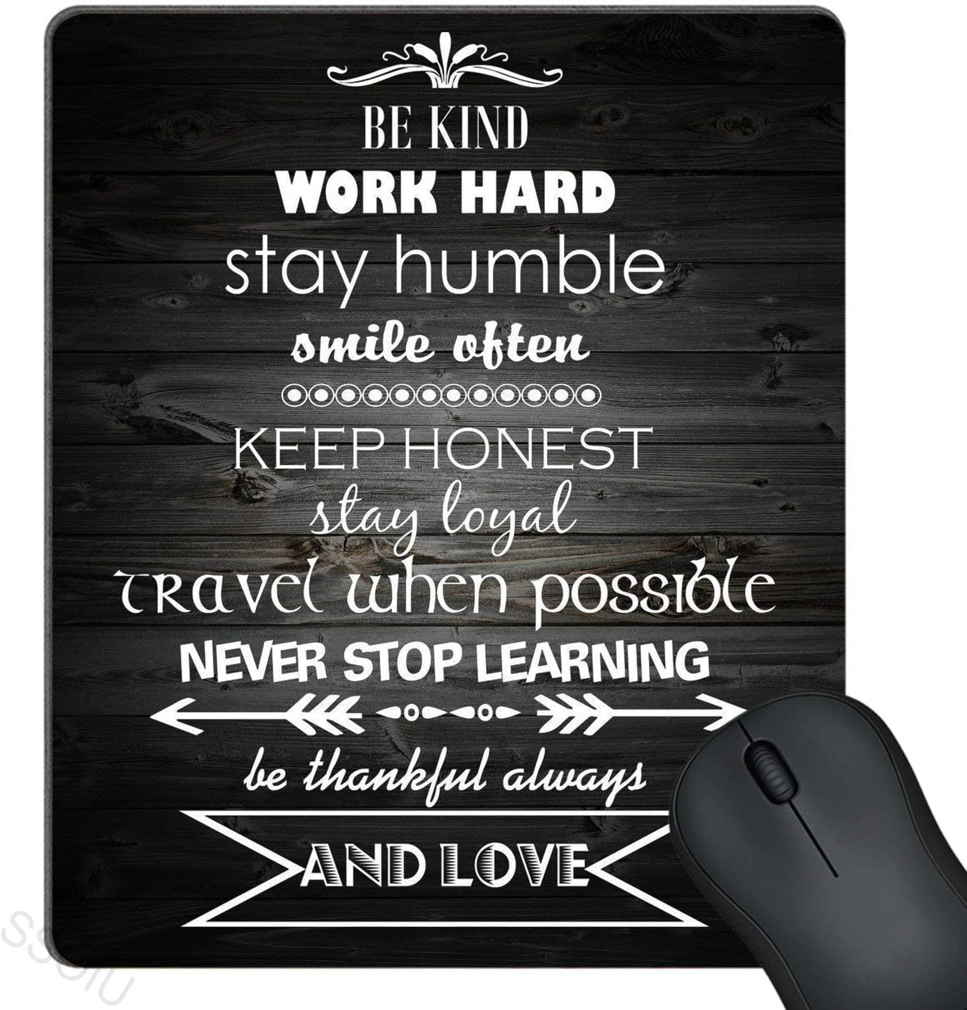 Inspirational Positive Quote Vintage Black Old Wood Mouse Pad, Be Kind ...