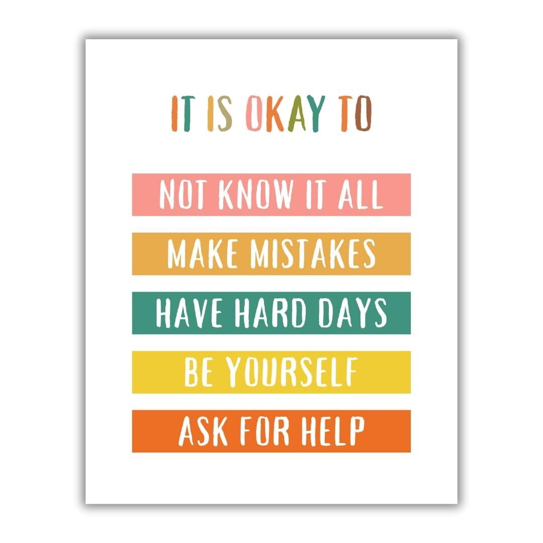 Inspirational Poster Boho Classroom Wall Art Motivational Mental Health ...