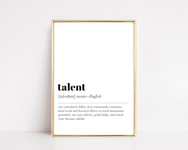 Inspirational Poster | Talent Definition Print | Home Office Decor ...