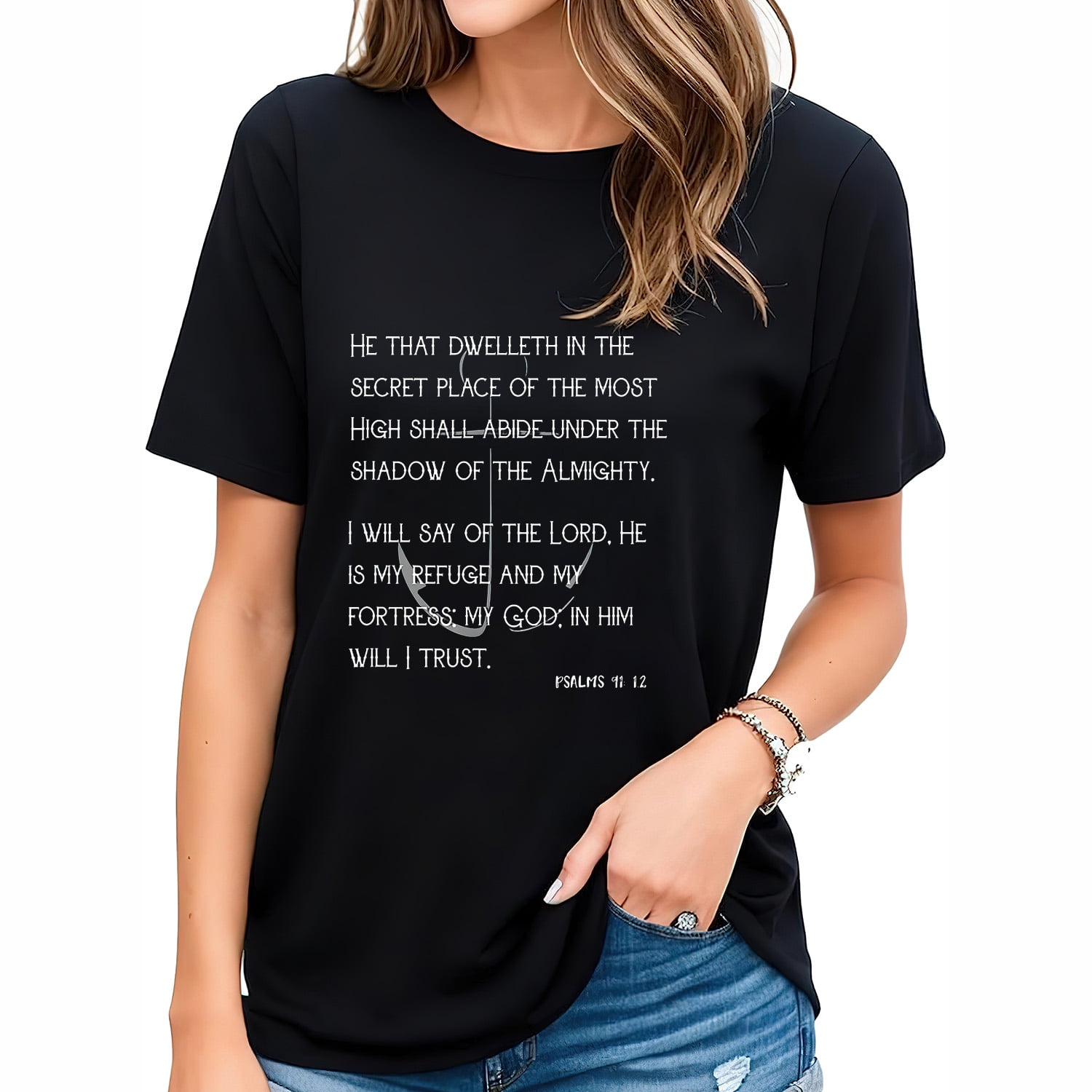 Inspirational Psalms 91 KJV Bible Verses Christian Trendy Women's ...