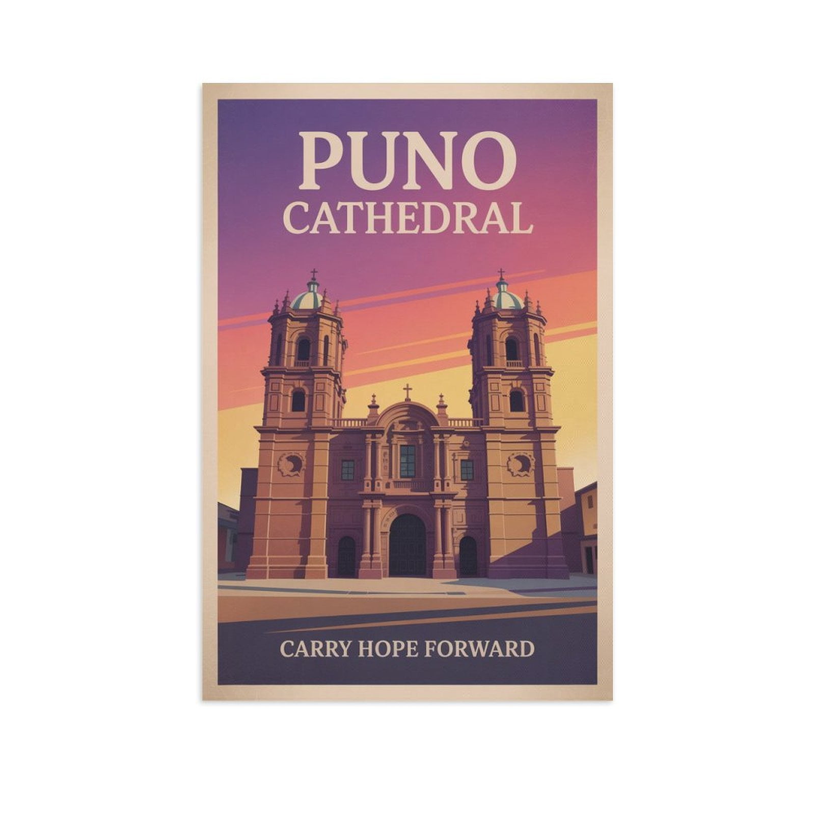 Inspirational Puno Cathedral Retro Travel Motivational Poster Wall ...