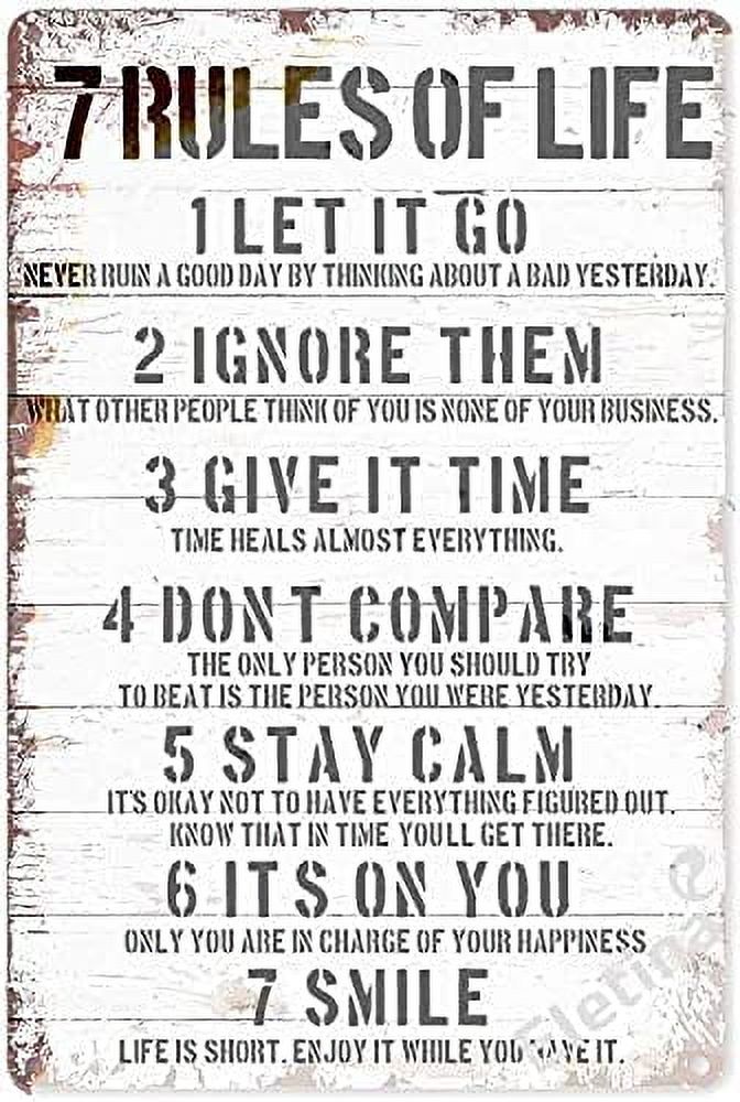 Inspirational Quote- 7 Rules Of Life Motivational Quote classroom Gifts ...
