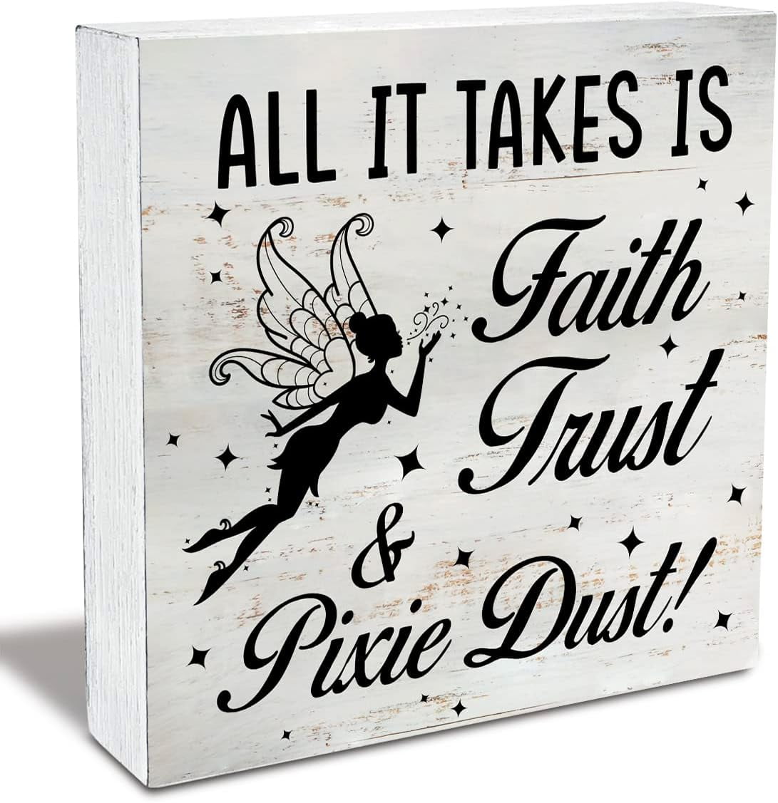 Inspirational Quote All It Takes is Faith Trust & Pixie Dust Wood Box ...