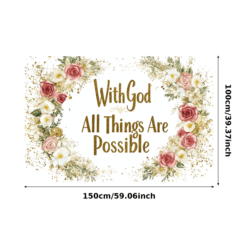 Inspirational Quote Backdrop Banner with Floral Elements in Gold ...