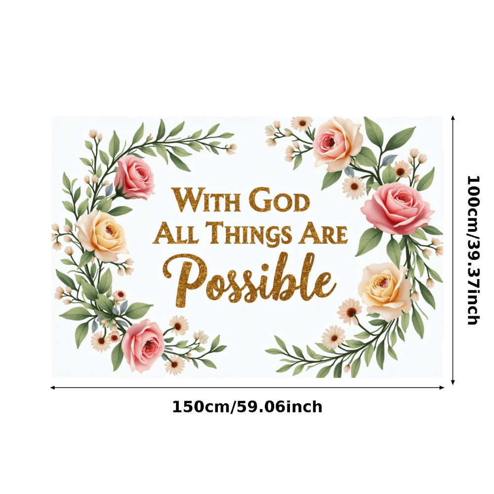 Inspirational Quote Backdrop Banner with Floral Elements in Gold ...