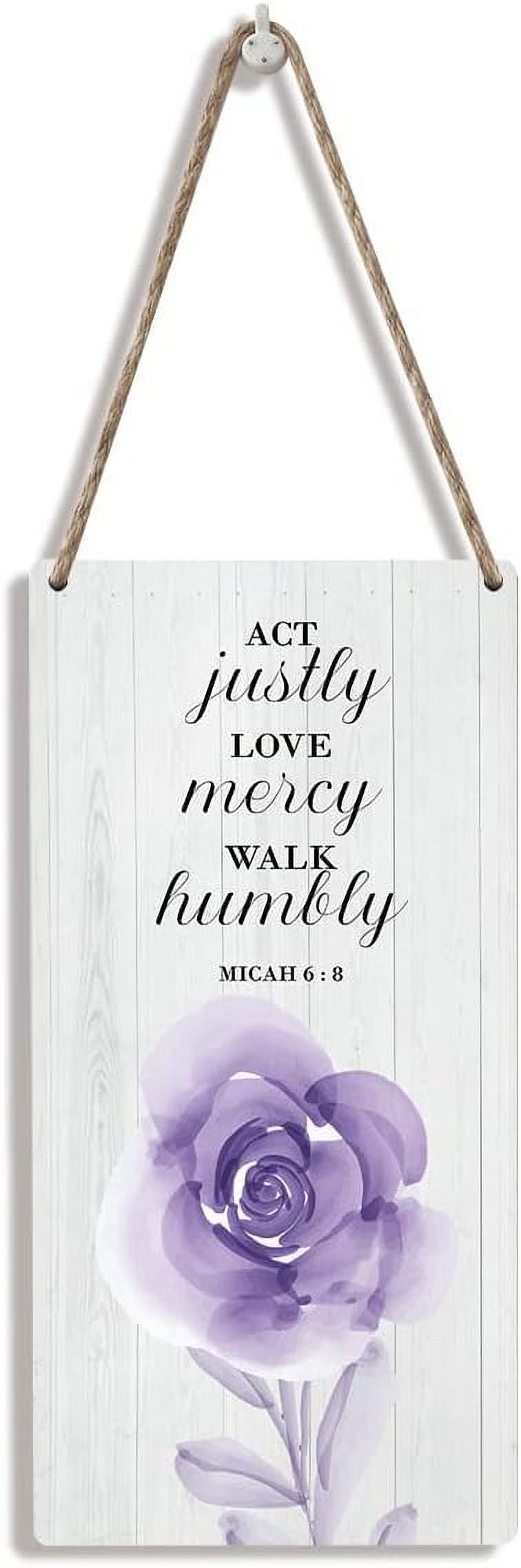 Inspirational Quote Bible Verse Wood Sign Purple Floral Micah 6 : 8 ...