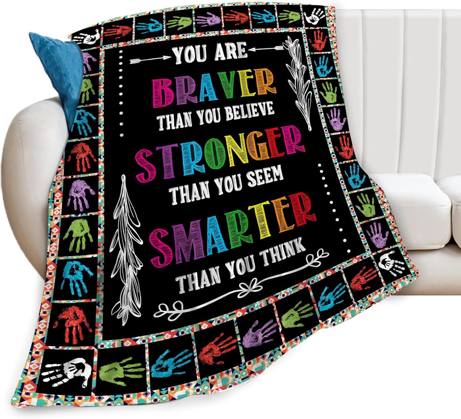 Inspirational Quote Blanket You are Brave Throw Blanket Colorful ...