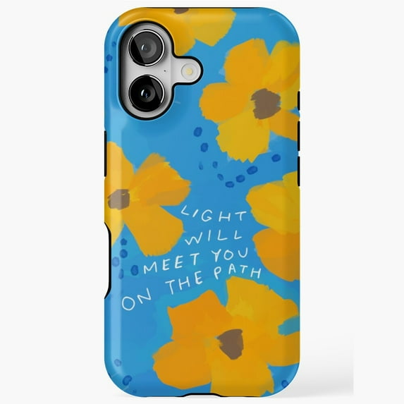 Inspirational Quote Blue Yellow Floral Art for iPhone 17 through 11 Pro ...