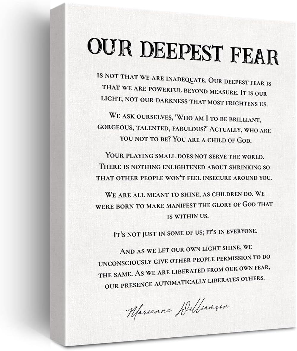 Inspirational Quote Canvas Wall Art Motivational Our Deepest Fear ...