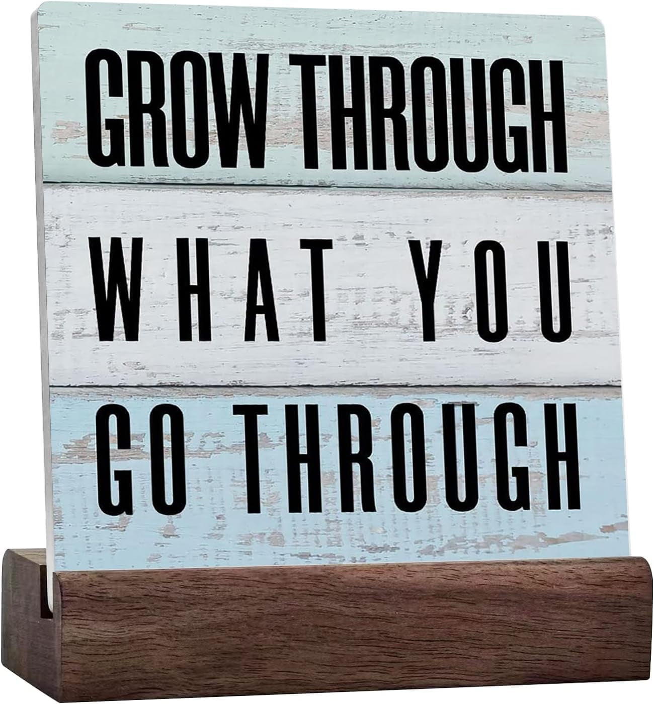 Inspirational Quote Ceramic Desk Sign, Grow Through What You Go Ceramic ...