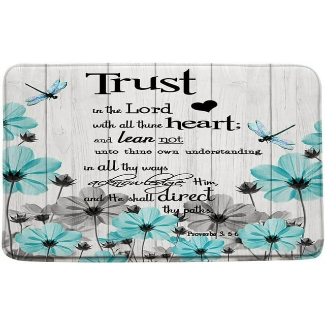Inspirational Quote Floral Bath Mat/Rug Motivational Words Daisy Flower ...