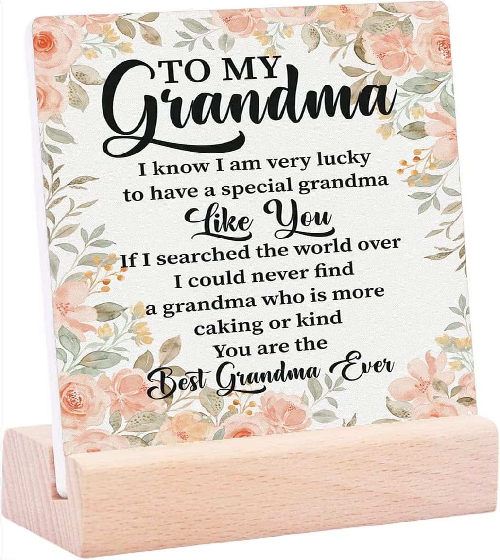 Inspirational Quote to My Grandma Ceramic Table Plaque with Wooden ...