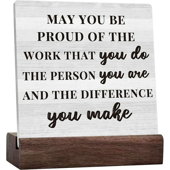 Inspirational Quote Office Desk Decor Cute Ceramic Table Sign Cubicle ...