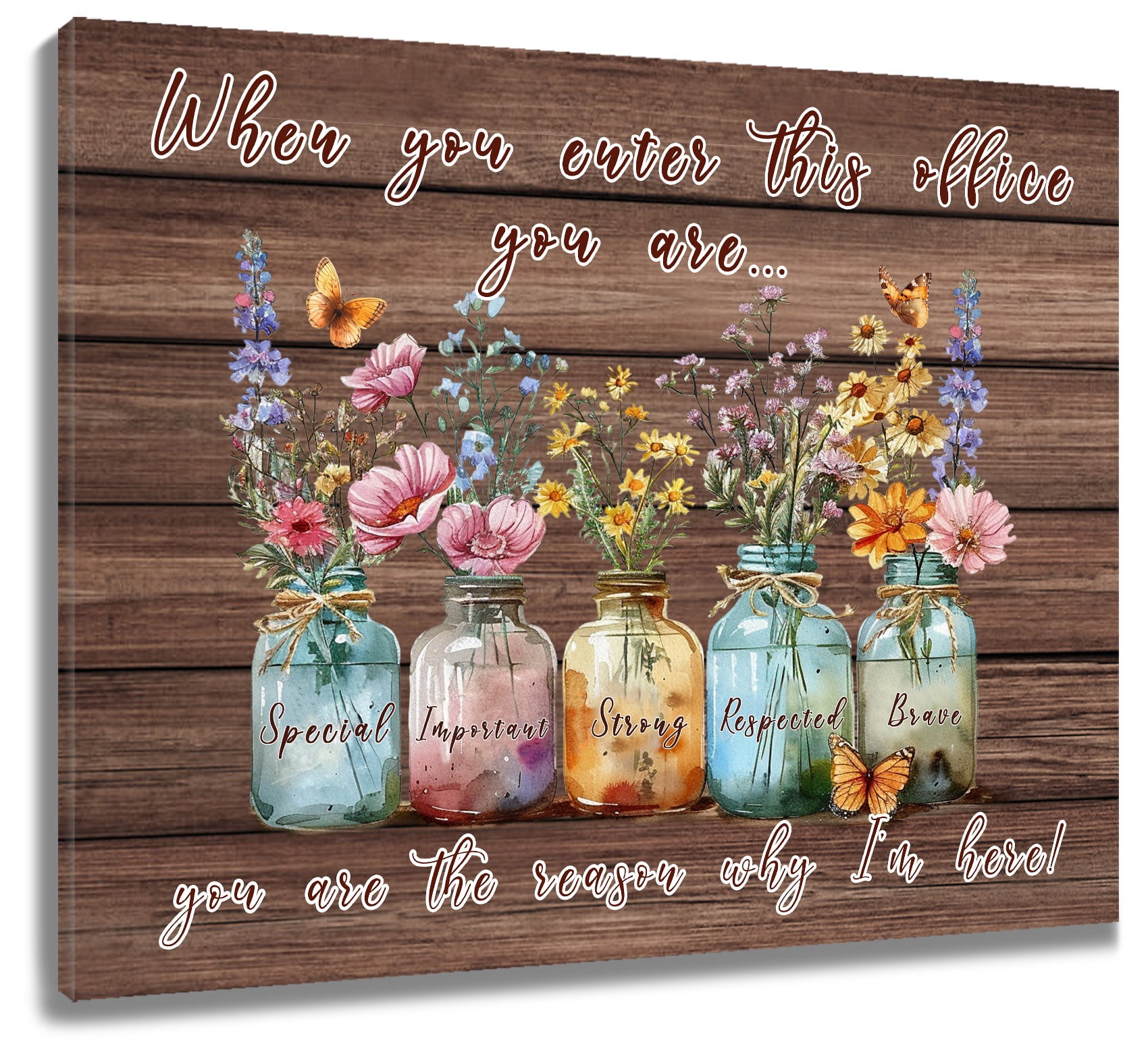 Inspirational Quote Poster Canvas Wall Art Farmhouse Colorful Flower ...