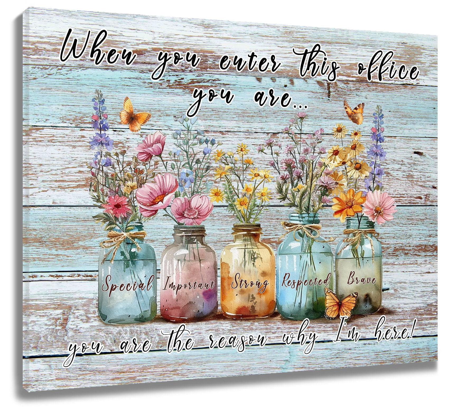 Inspirational Quote Poster Canvas Wall Art Farmhouse Colorful Flower ...