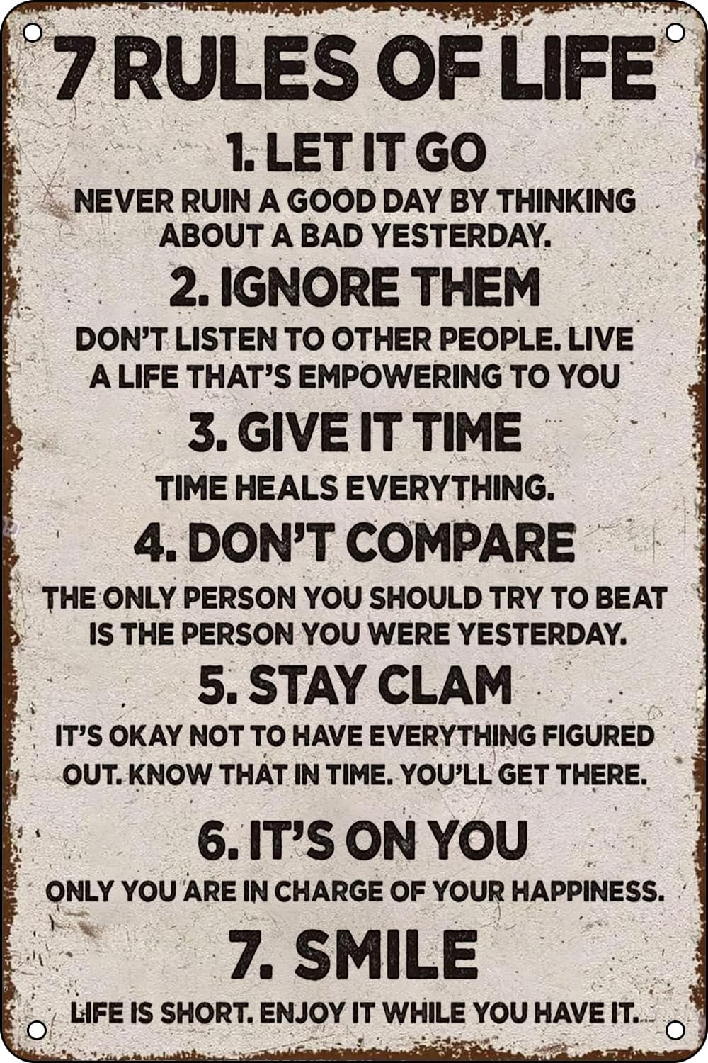 Inspirational Quote Poster Desk Decor for Men 7 Rules of Life ...