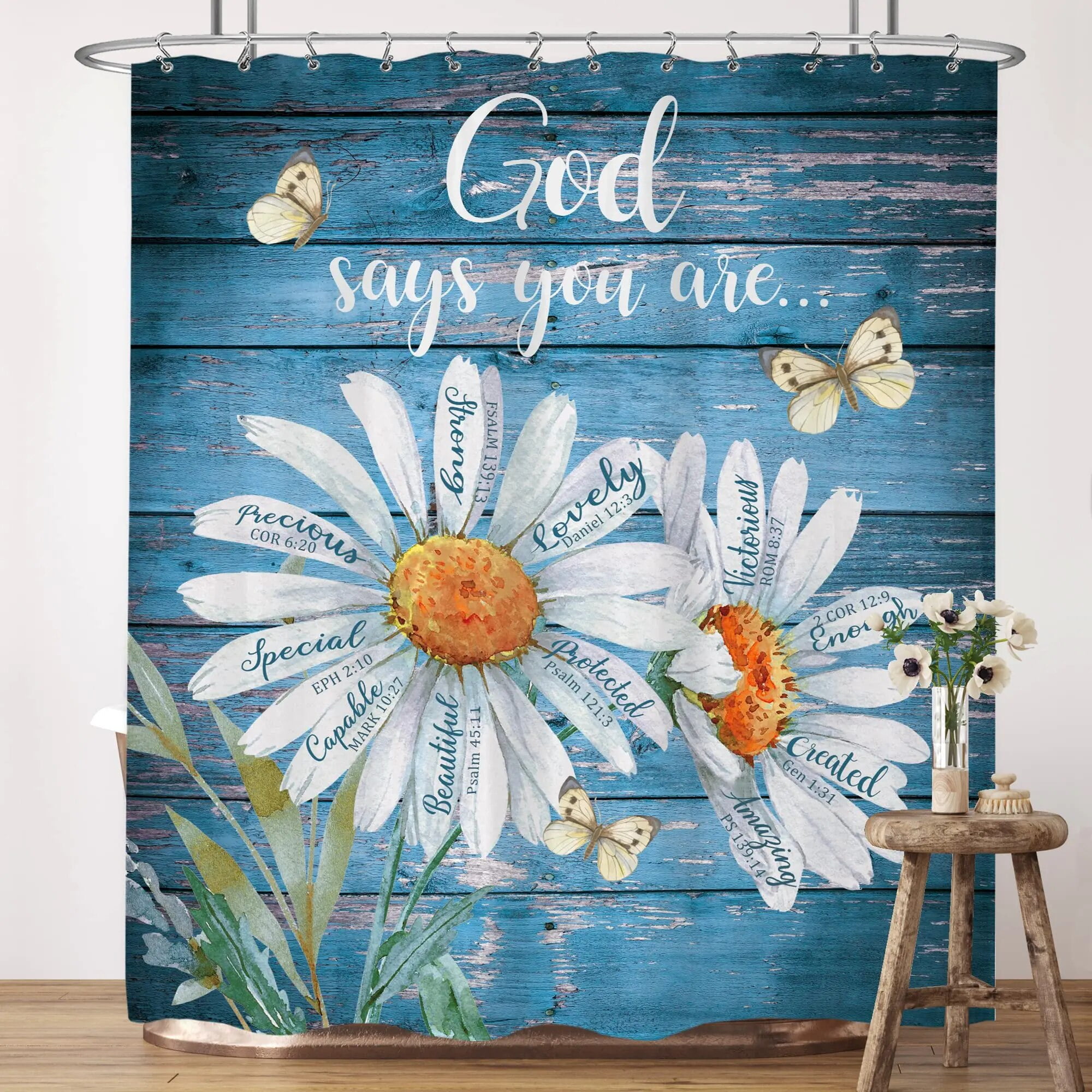 Inspirational Quote Shower Curtain Bible Verse Motivational Quote Bath ...