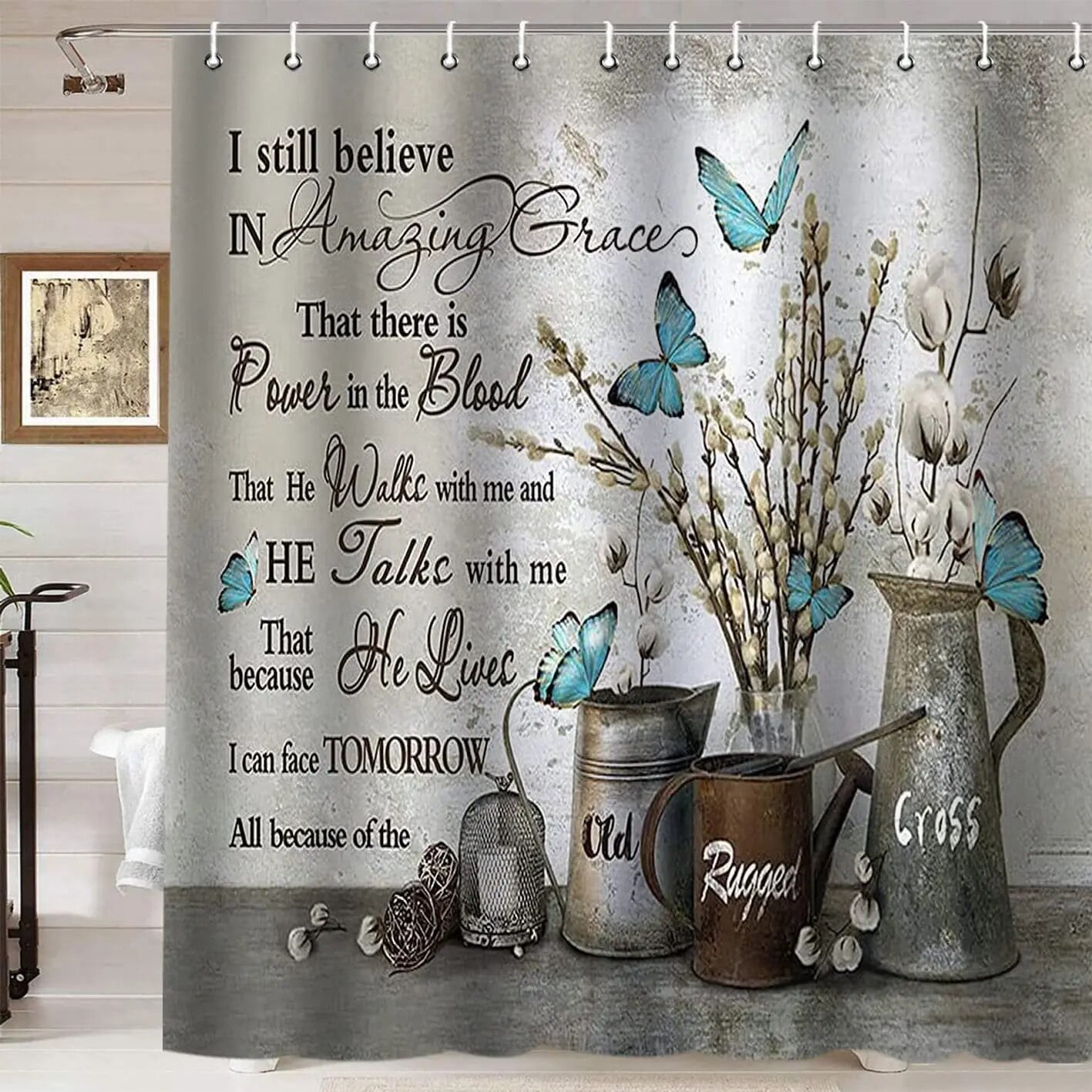 Inspirational Quote Shower Curtain Bible Verse Motivational Quote Bath