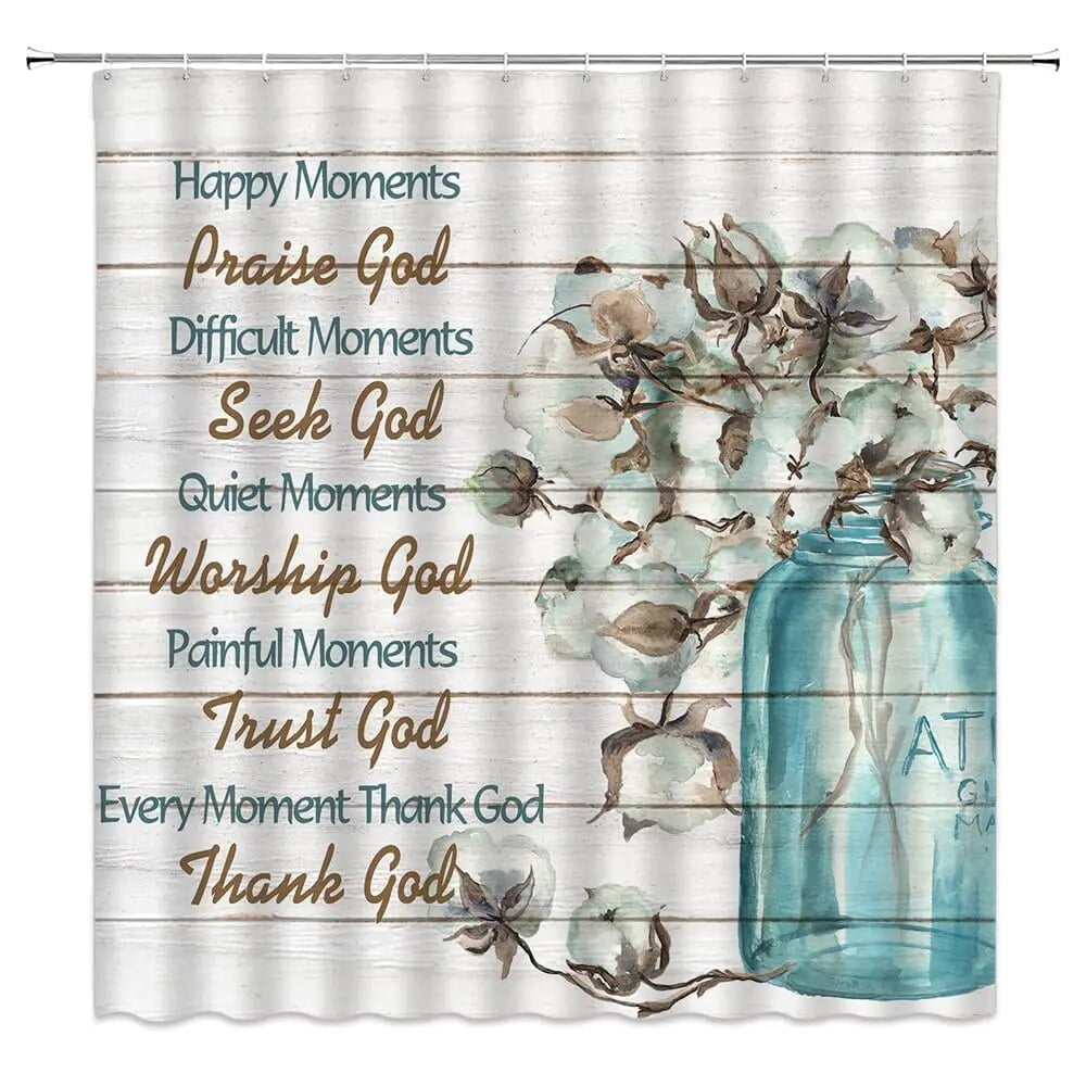 Inspirational Quote Shower Curtain Bible Verse Motivational Quote Bath ...