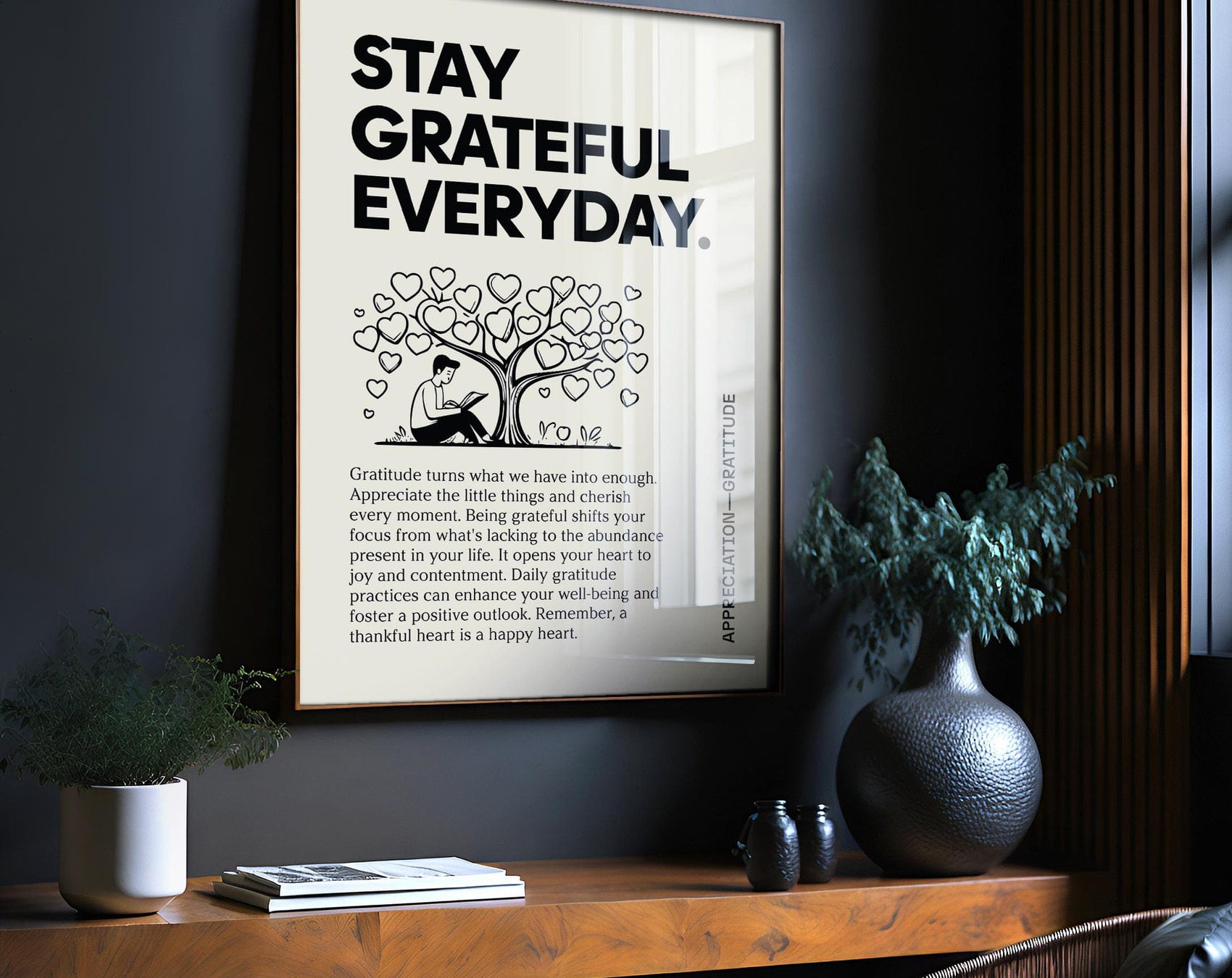 Inspirational Quote Stay Grateful Everyday Motivational Wall Art Print ...