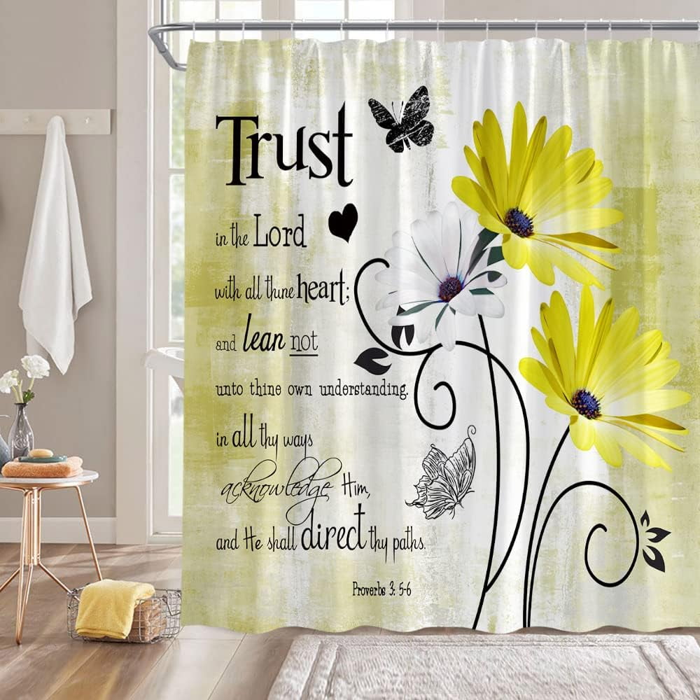 Inspirational Quote Trust in The Lord Shower Curtain Rustic Farmhouse ...