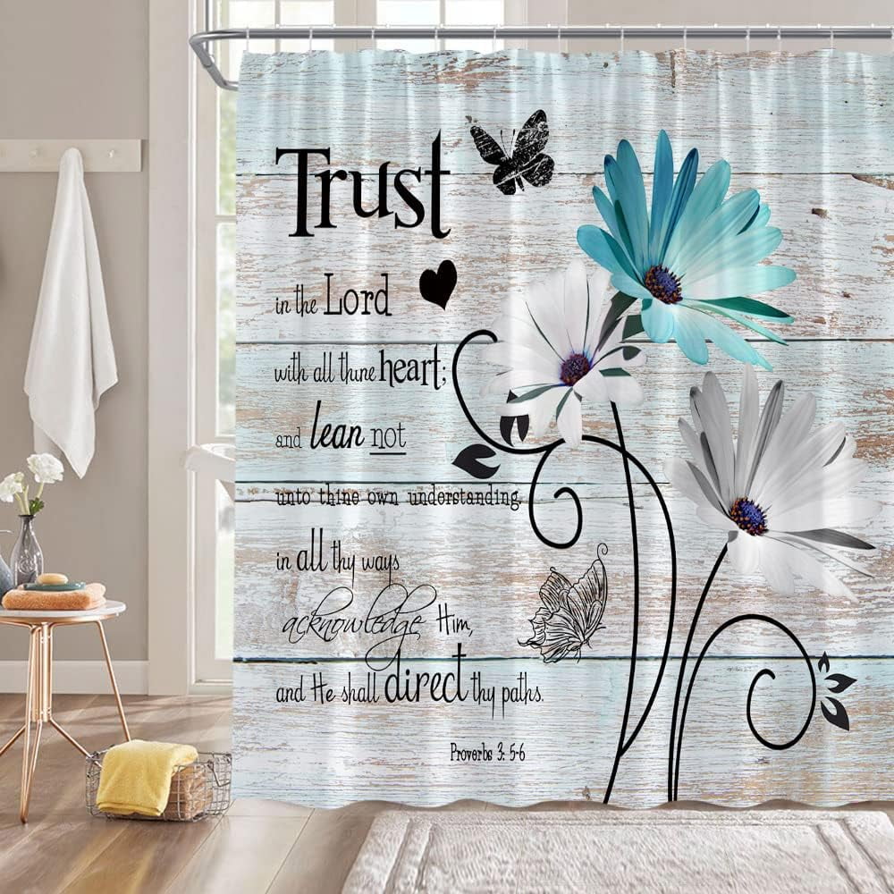 Inspirational Quote Trust in The Lord Shower Curtain Rustic Farmhouse ...